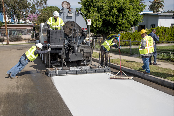 Test run with pavement-cooling coating shows promise – Downtown ...